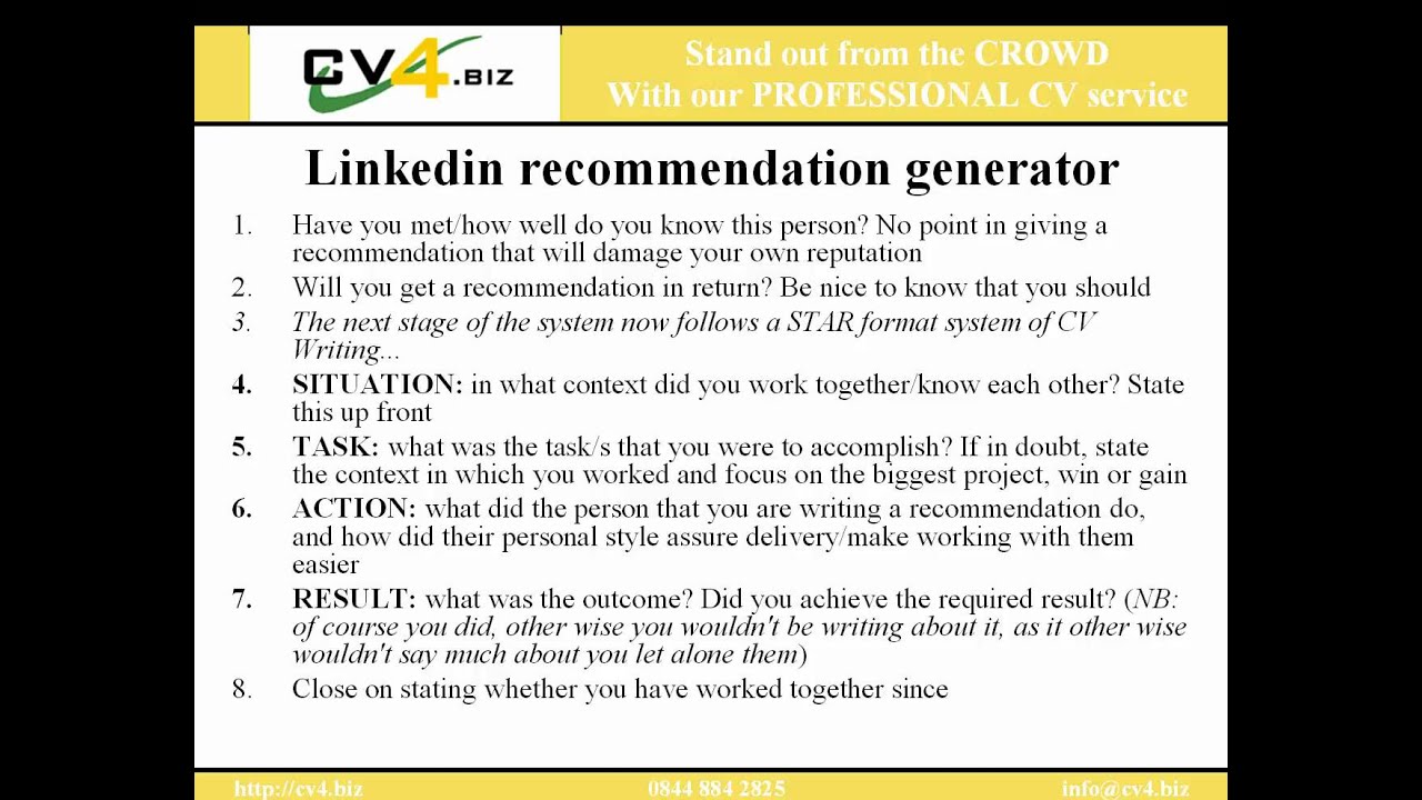 Recommendation Template Linkedin