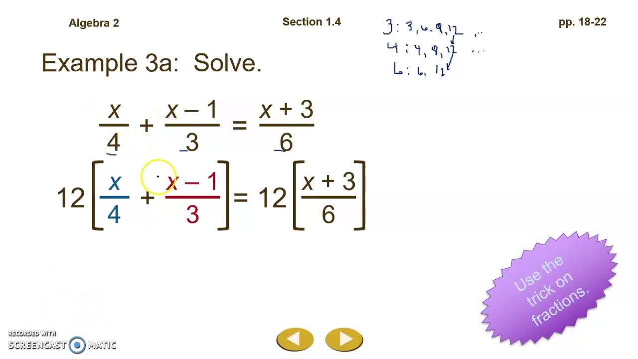 Algebra 2 1 4 Solving Equations Youtube
