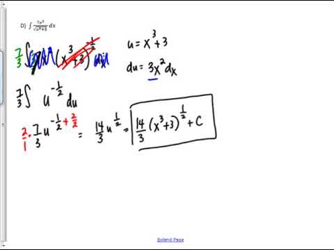 Calculus Ii U Substitution Youtube