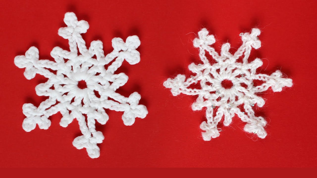 Easy 2 Round Crochet Snowflake Tutorial Youtube