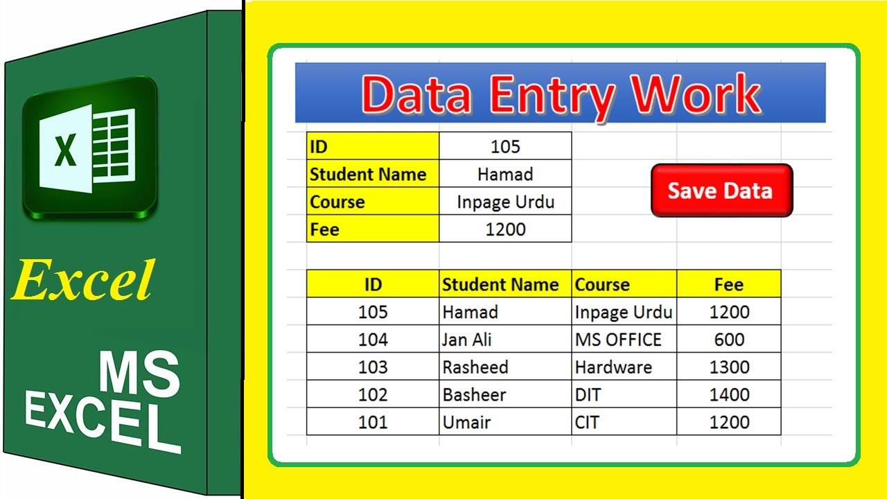 Data Entry Work In Excel Youtube