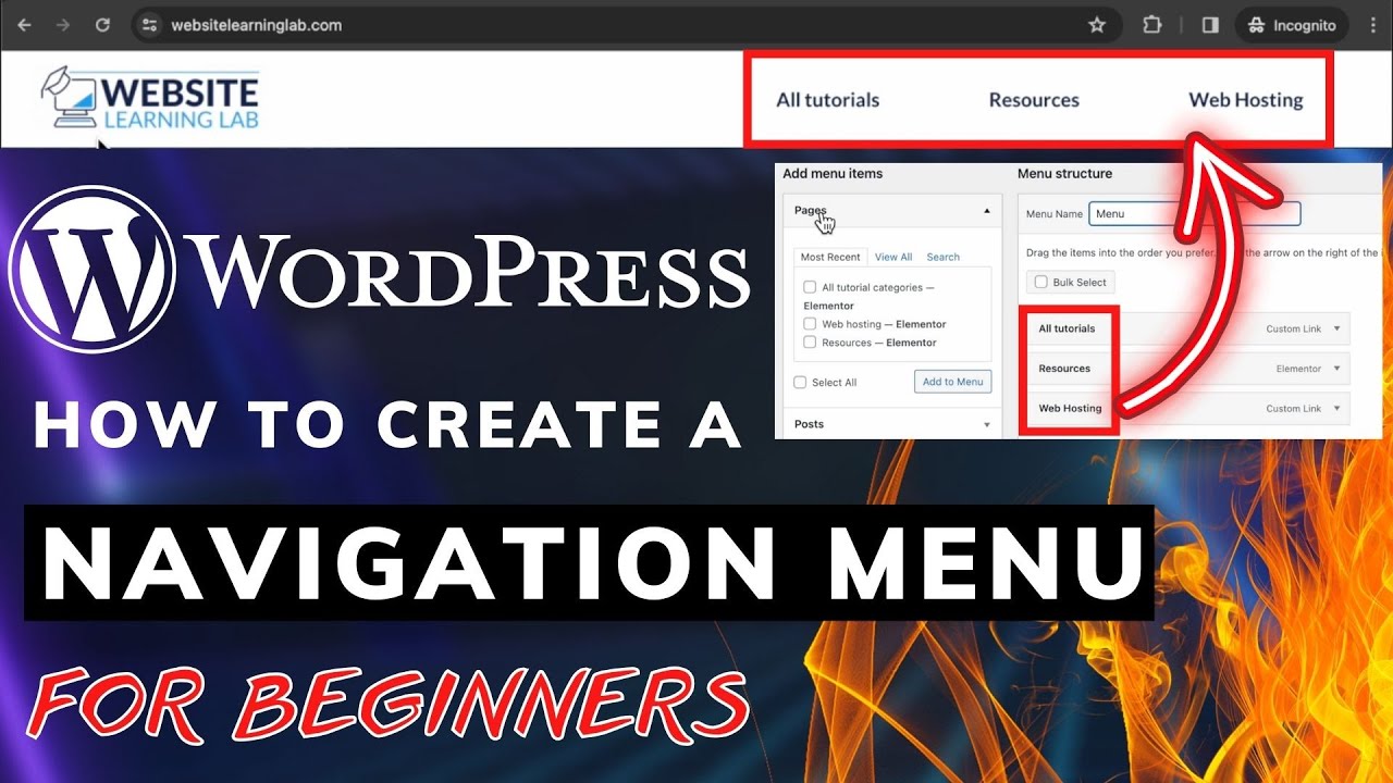 How To Create A Wordpress Navigation Menu Tutorial Header Footer