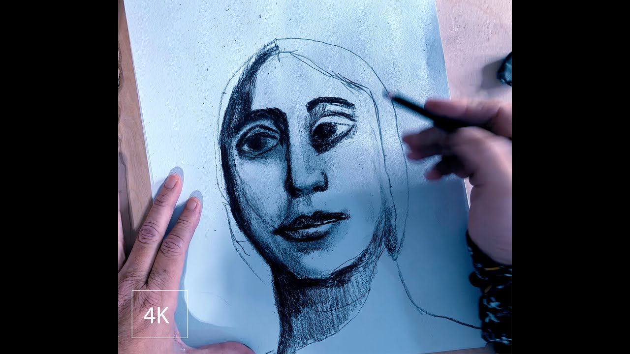 Asmr Drawing No Talking Charcoal Sketching And Scratching Youtube