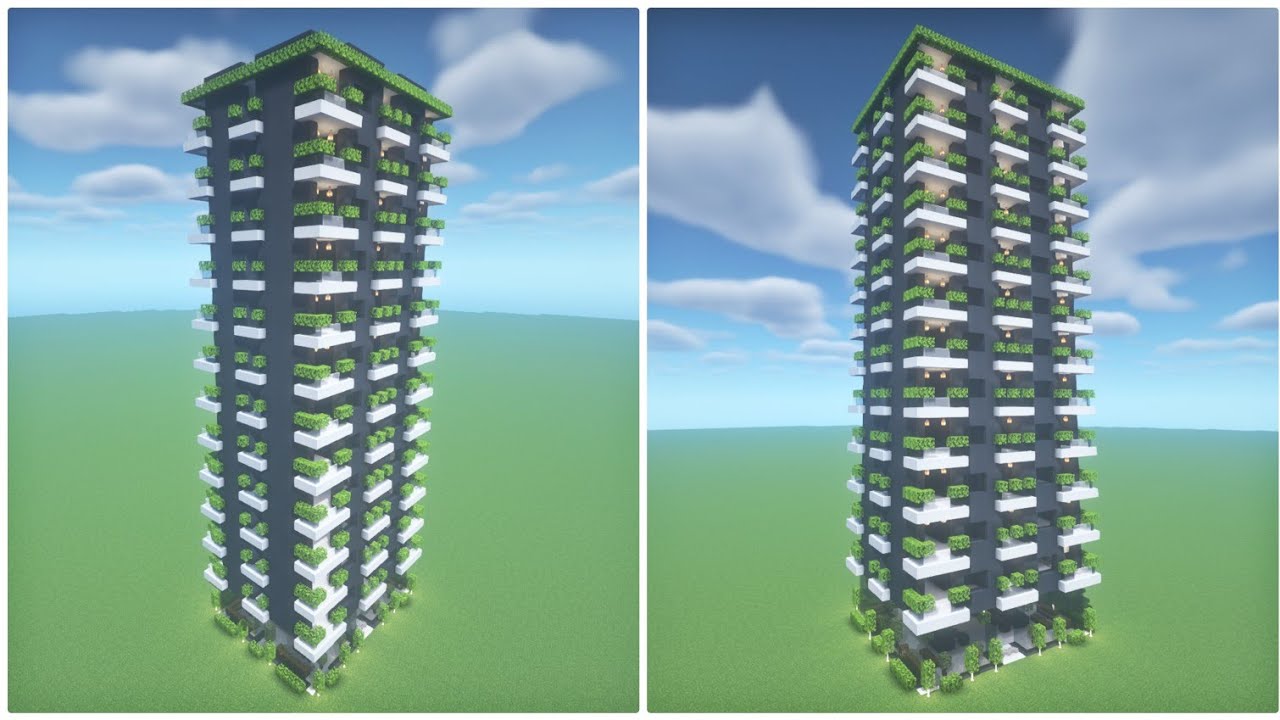 How To Build A Modern Apartment Building Skyscraper In Minecraft