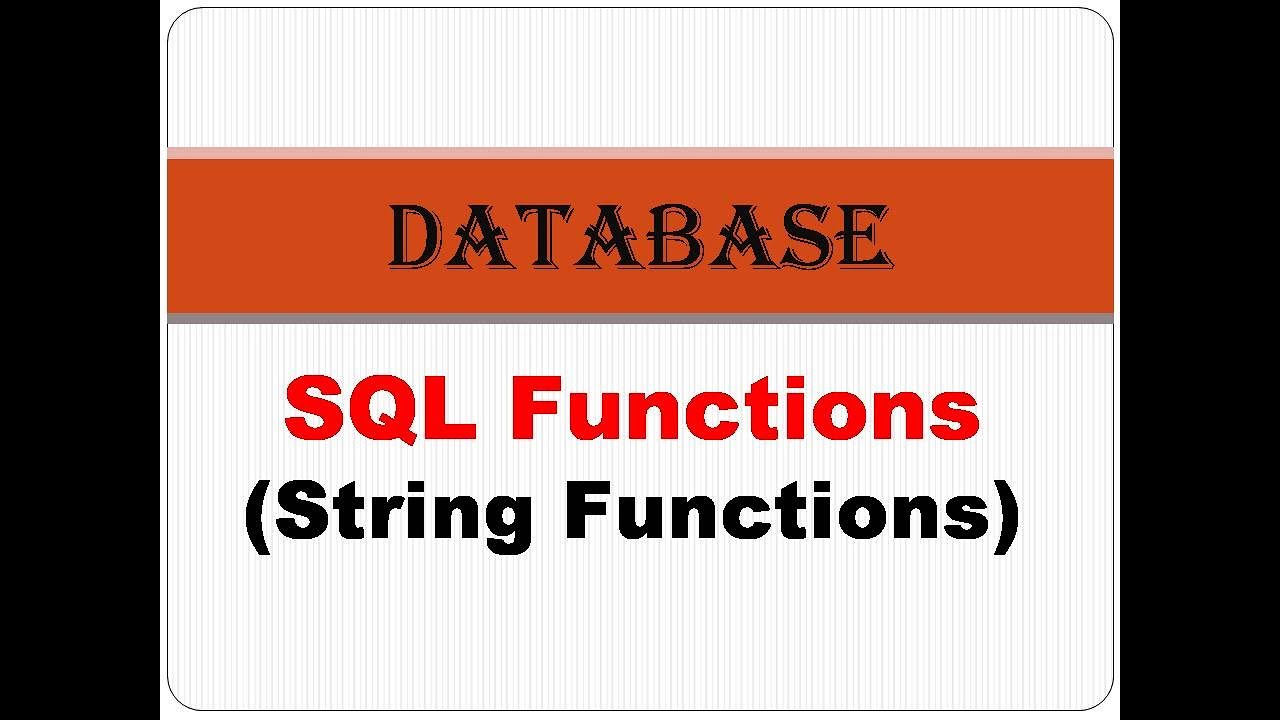 String Functions In Sql Youtube