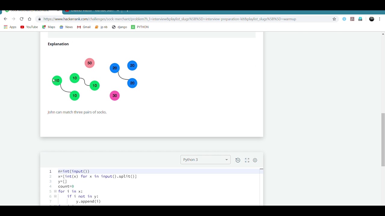 Sock Merchant Hackerrank Youtube