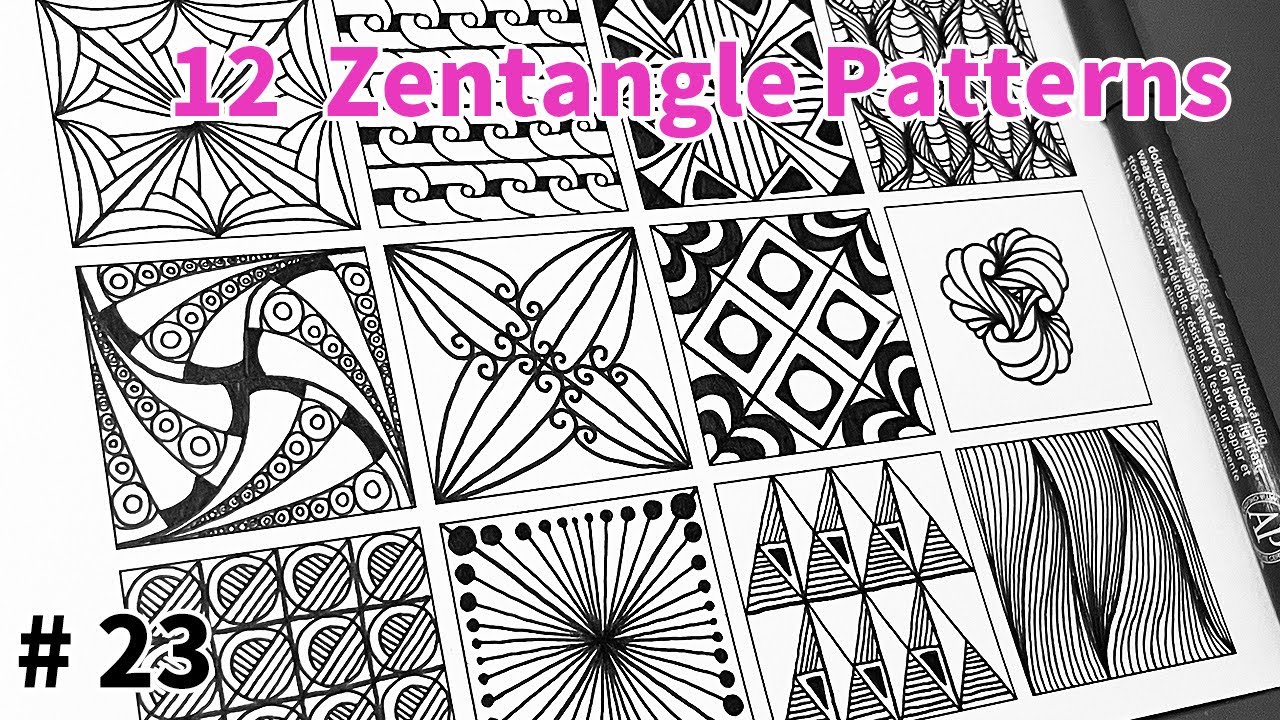 12 Zentangle Patterns Tutorial Step By Step For Beginners 23 12