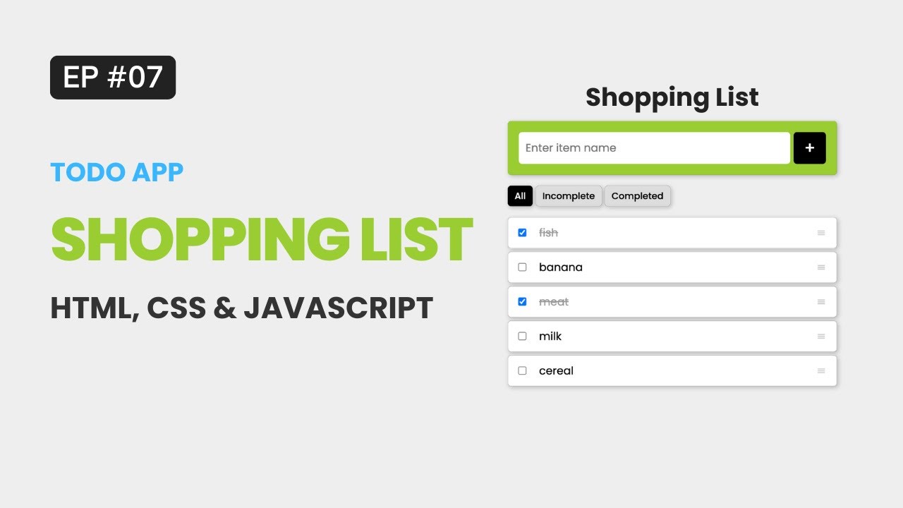 Make A Shopping List With Vanilla Javascript Youtube