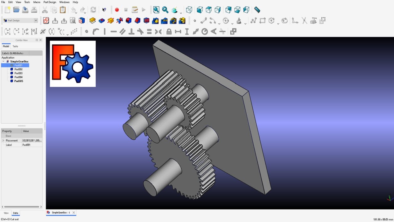 Freecad Gearbox Design Simple One Youtube