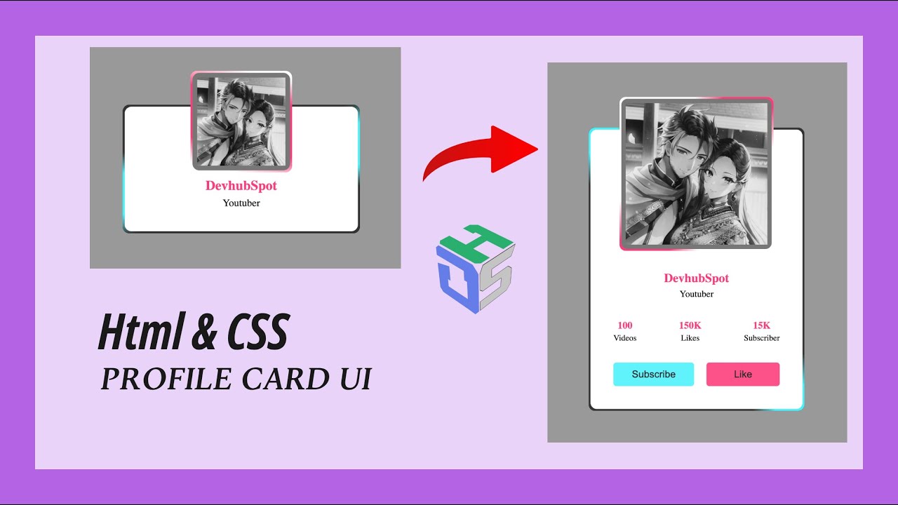 рџ ґ Animated Profile Card Ui Design Using Html Css Devhubspot Youtube