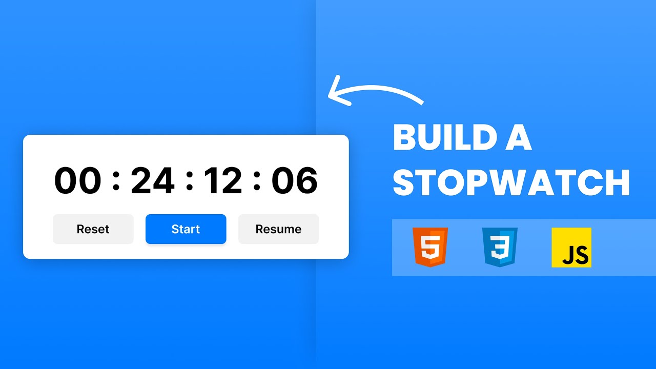 Create A Stopwatch Using Html Css Javascript Youtube