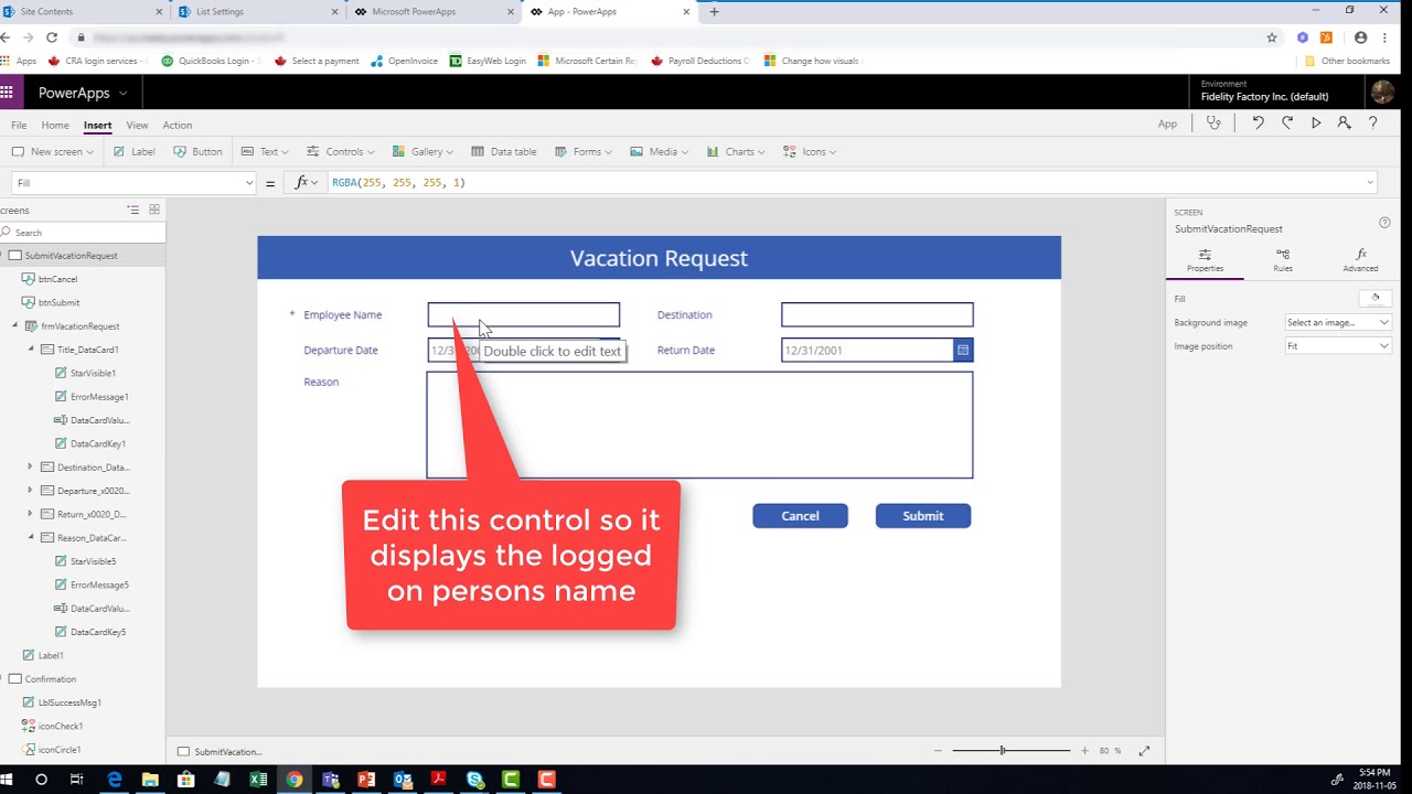 Powerapps End To End Build Vacation Request Tracker Youtube
