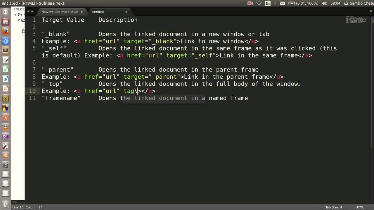 Using Target In Html Youtube