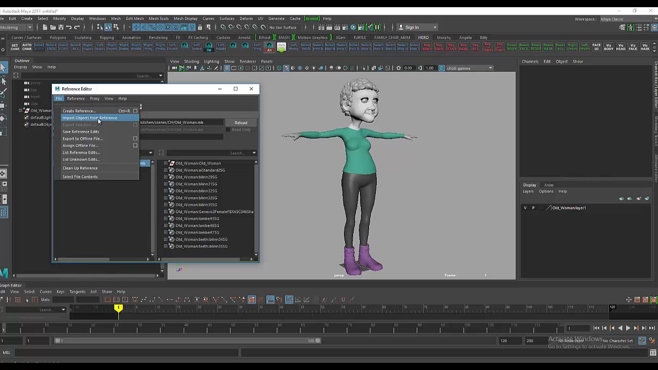 Maya Tutorial The Reference Editor Youtube