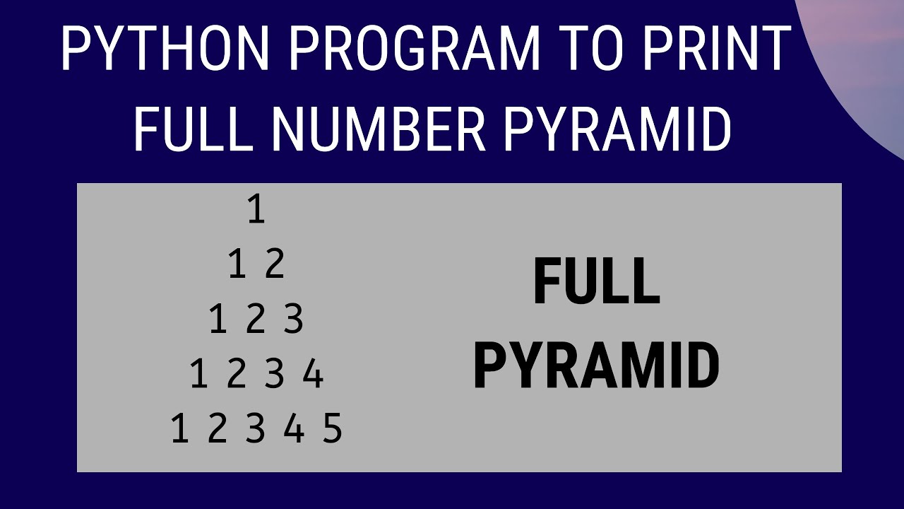 Python Program To Print Full Number Pyramid Full Pyramid Youtube