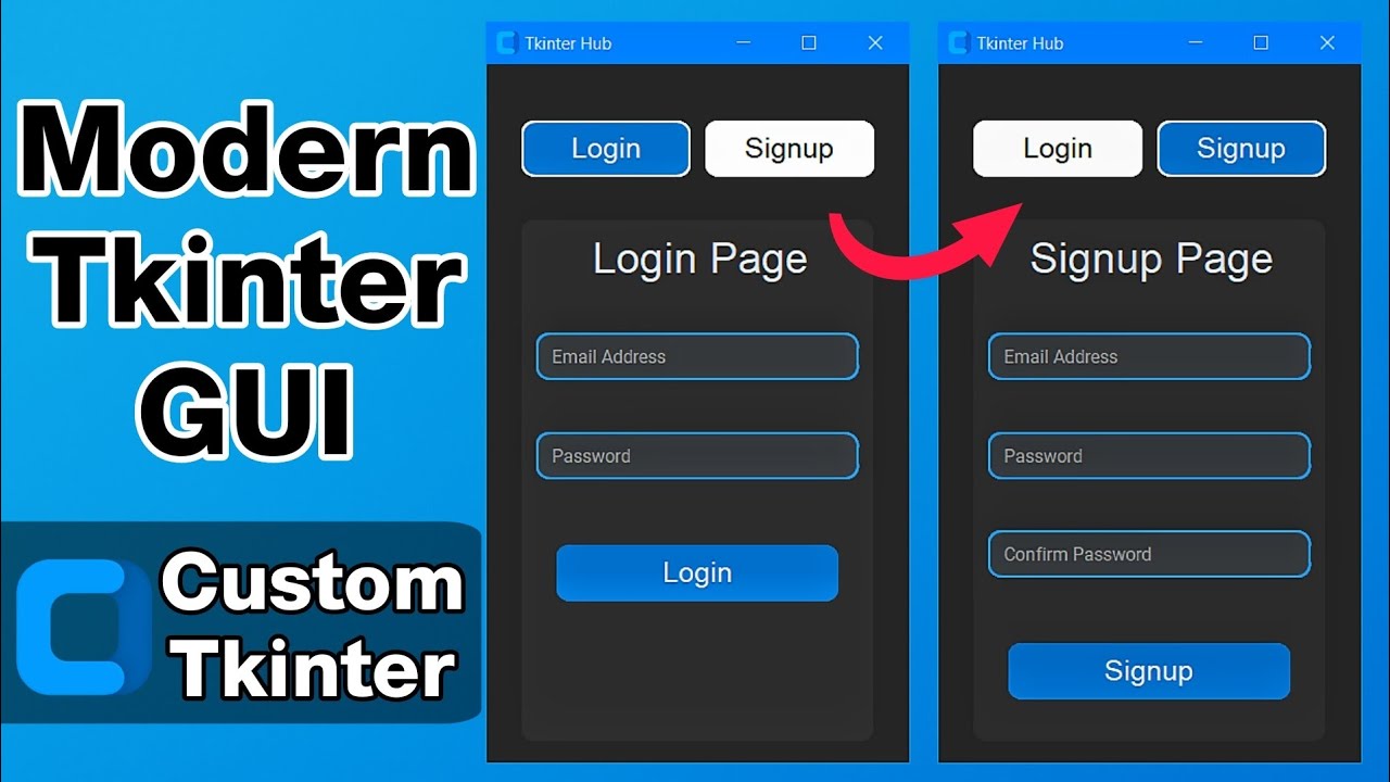 Modern Python Gui Page Switching With Customtkinter Login Sign Up