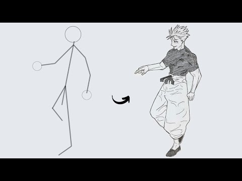 How To Draw Gojo Satoru Full Body Out Of Stick Man Easy Step By Step