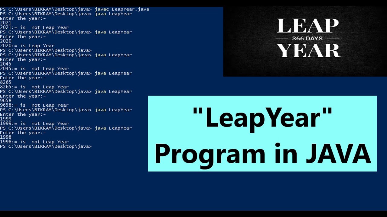 Leap Year Program In Java Java Program To Check Input Year Is Leap