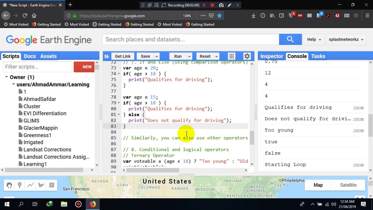 Google Earth Engine Javascript Js Basics Youtube