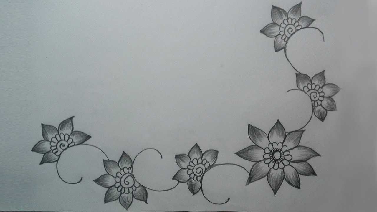 Simple Flower Designs For Pencil Drawing Borders Best Flower Site