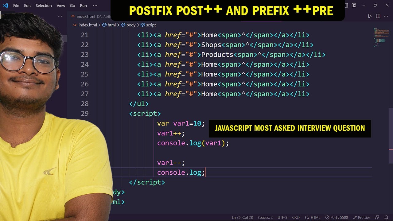 Postfix And Prefix Javascript Deepak Sir Youtube