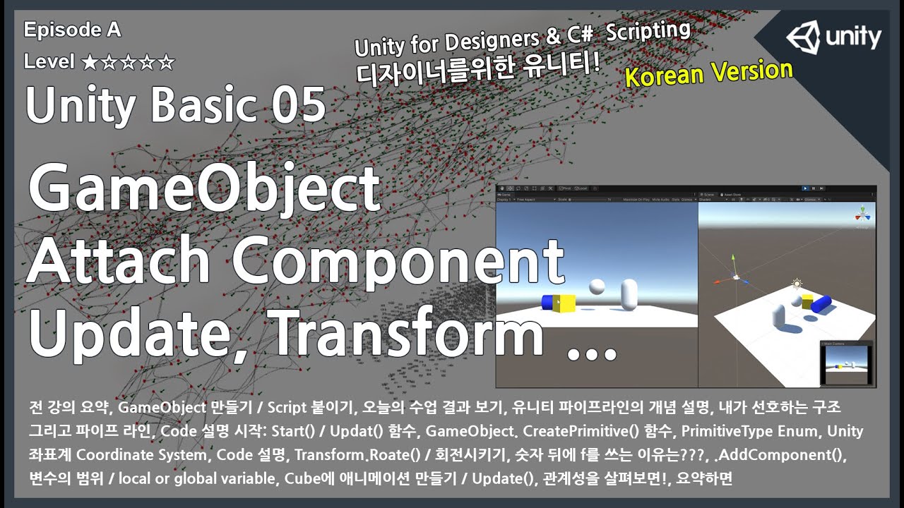 Unityfordesigners Basic 05 Unity Gameobject Attach Component Youtube