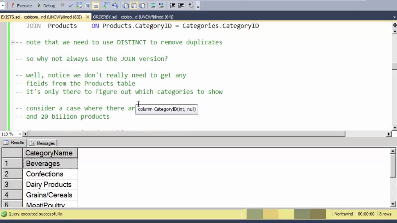 The Sql Exists Clause Youtube