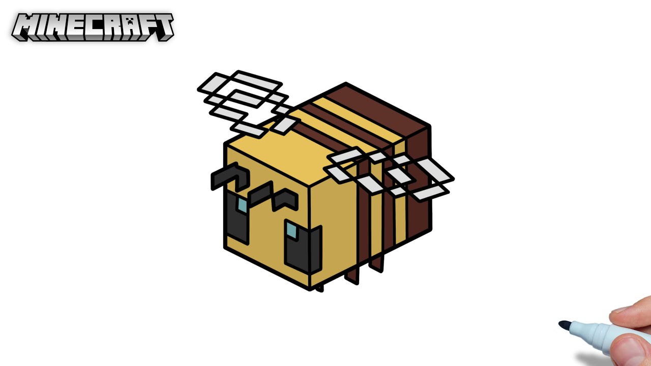 How To Draw A Minecraft Bee Easy Drawing Bee From Minecraft Step By