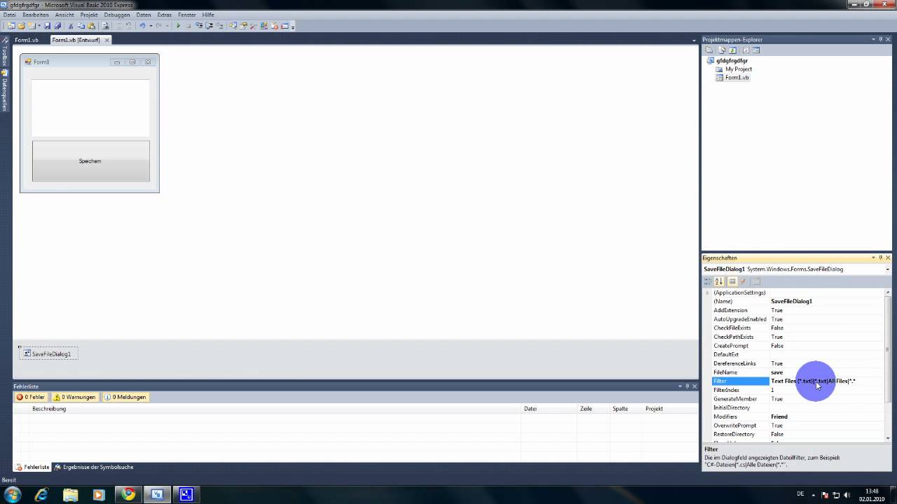 Visuel Basic 2010 Savefiledialog Youtube