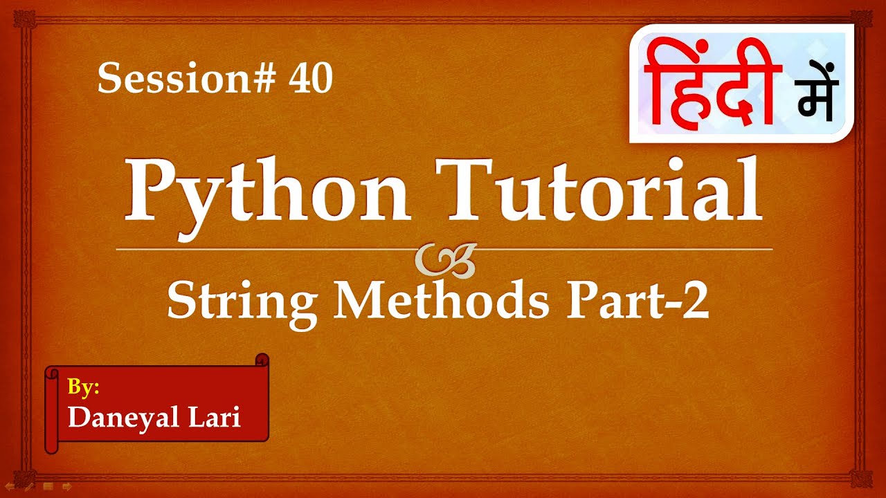 String Methods Part 2 Python Tutorial In Hindi 40 Youtube