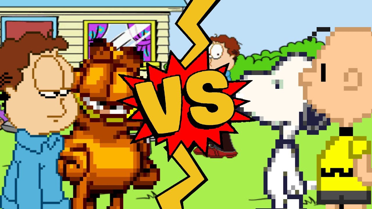 M U G E N Battles Jon Arbuckle Garfield Vs Charlie Brown Snoopy