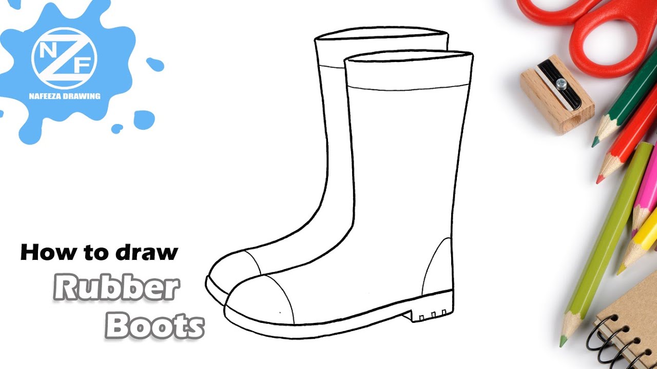 How To Draw Rubber Boots Youtube