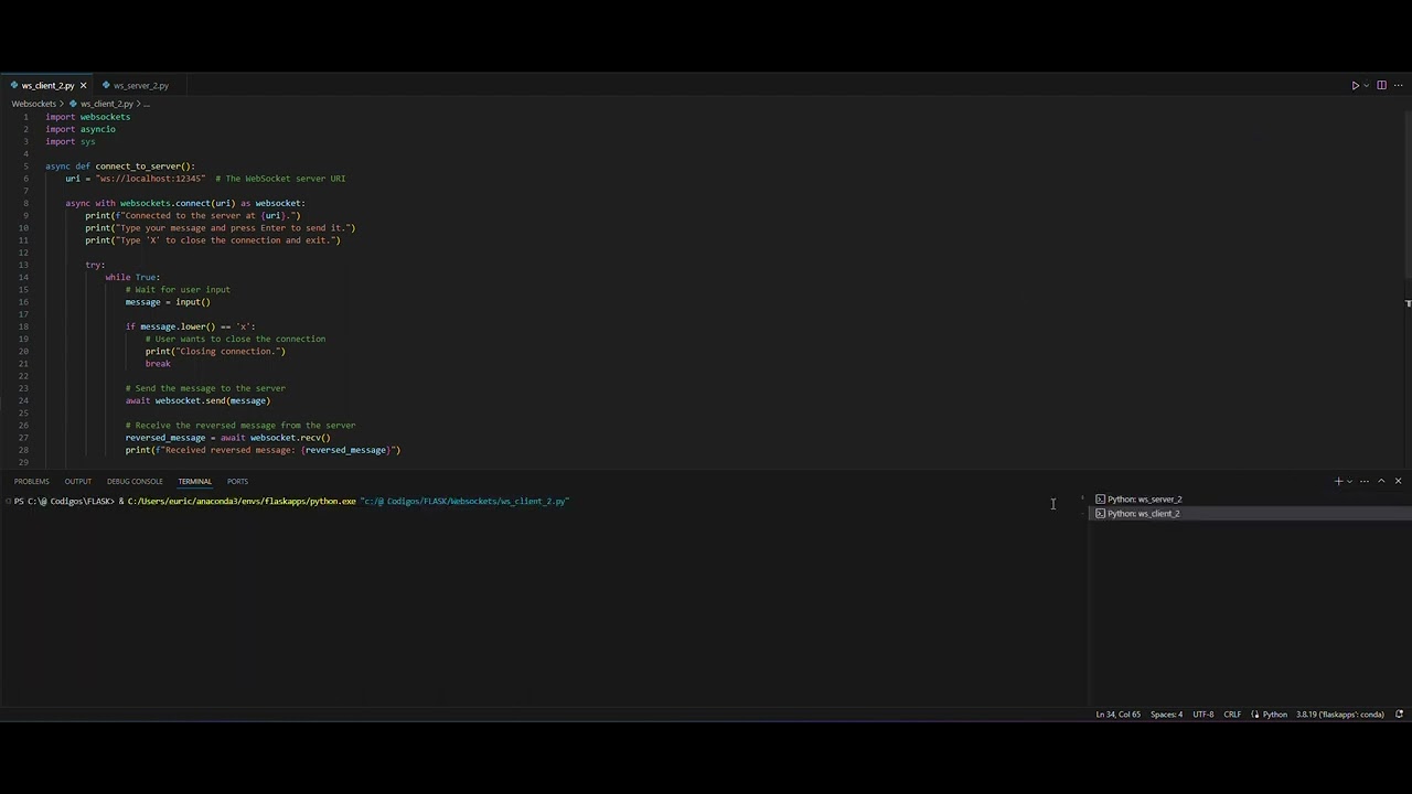 Testing Python Websocket Server Py Client Py Youtube