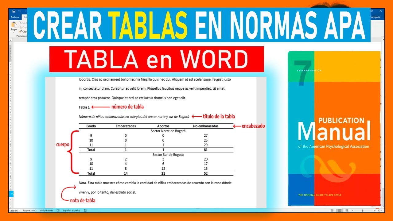 Tablas Según Normas Apa 7ma Edición En Documento De Word Youtube