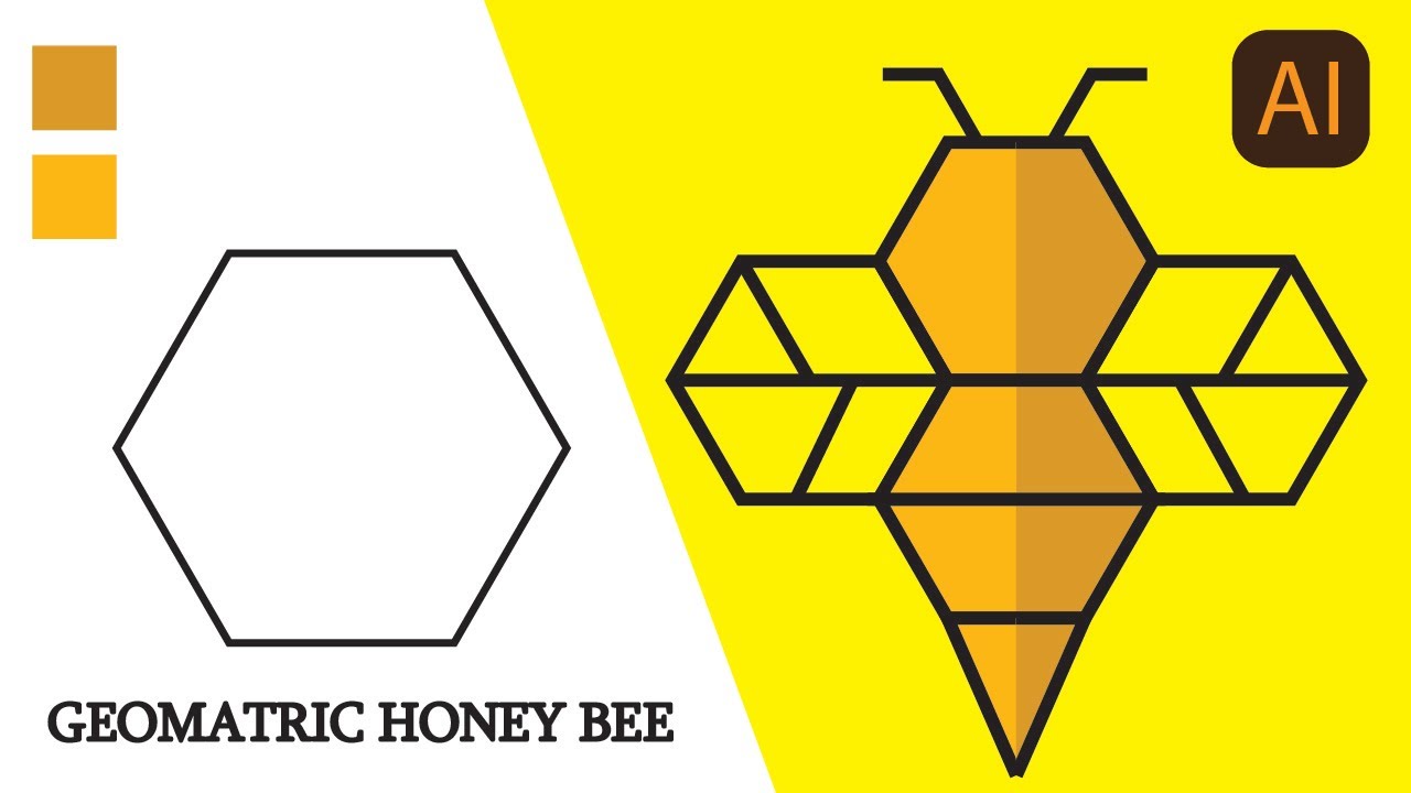 How To Creat A Minimal Geomatric Honey Bee Logo Design In Illustrator