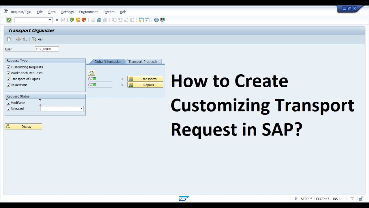 How To Create Sap Customizing Transport Request Transport Management