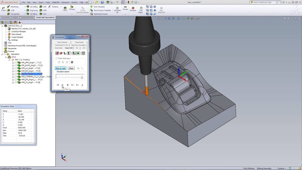 Solidcam 3d Milling Hsrhsm Machining Youtube
