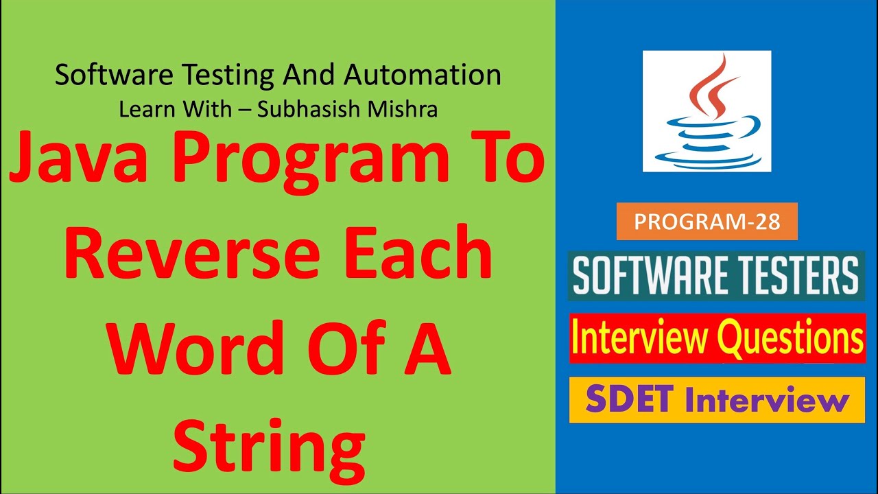 28 Java Program To Reverse Each Word In A String Youtube