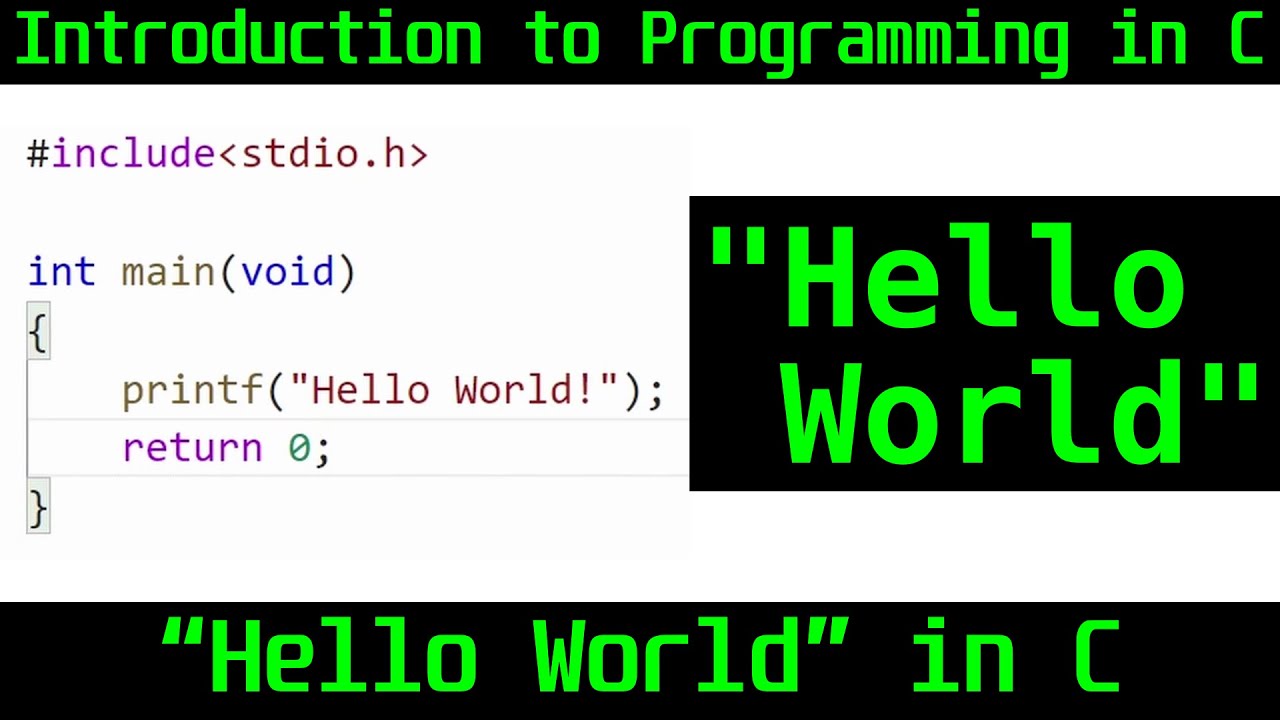 Hello World In C Introduction To C Programming Youtube