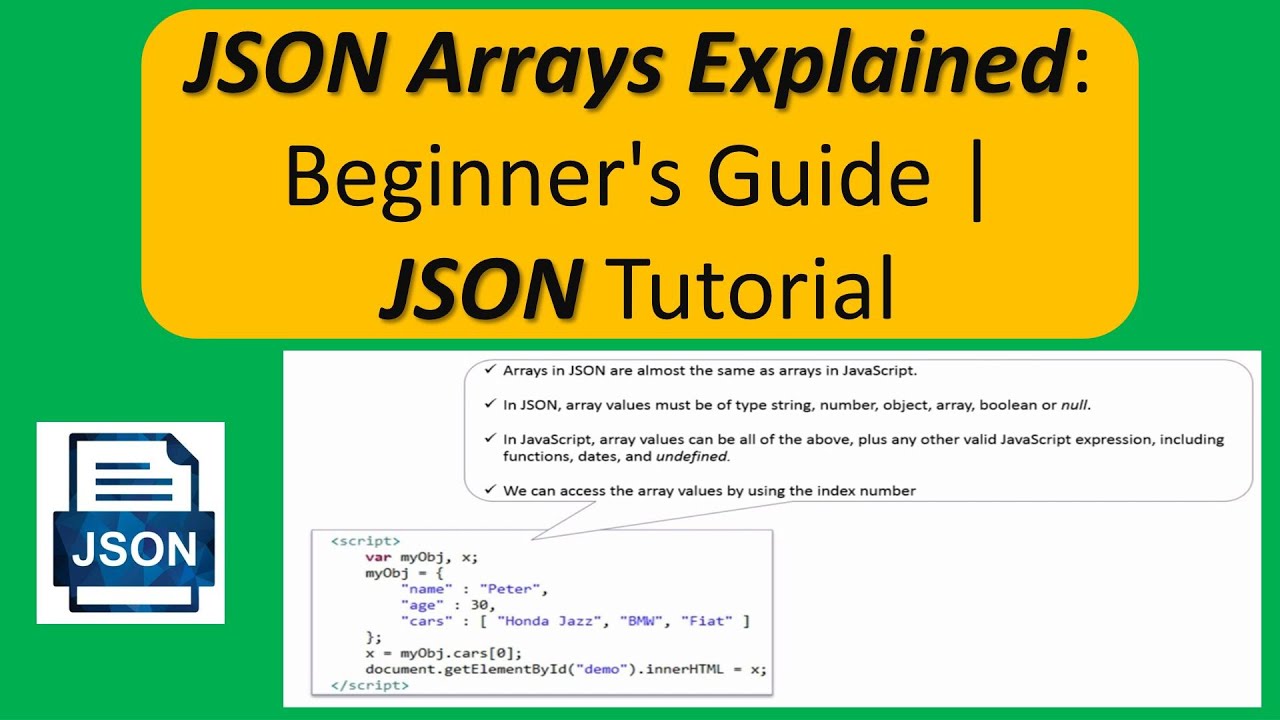 Json Arrays Explained Beginner S Guide Json Tutorial Youtube