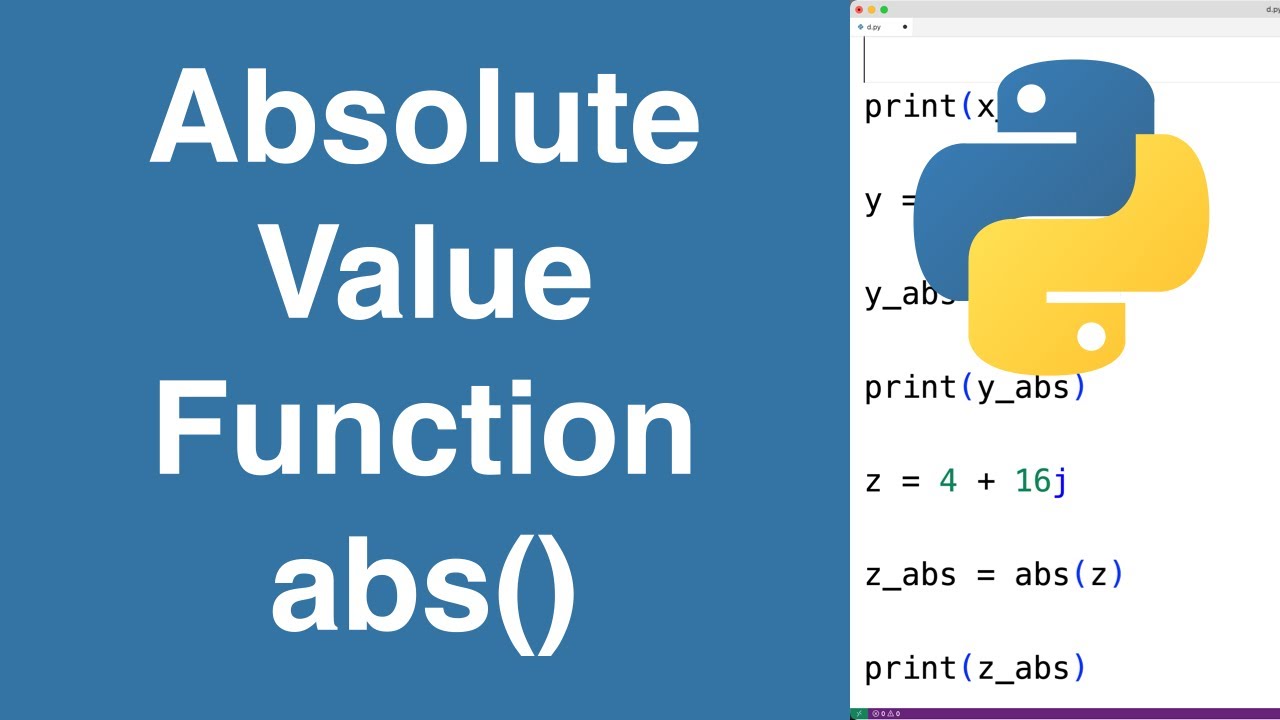 Absolute Value Function Abs Python Tutorial Youtube