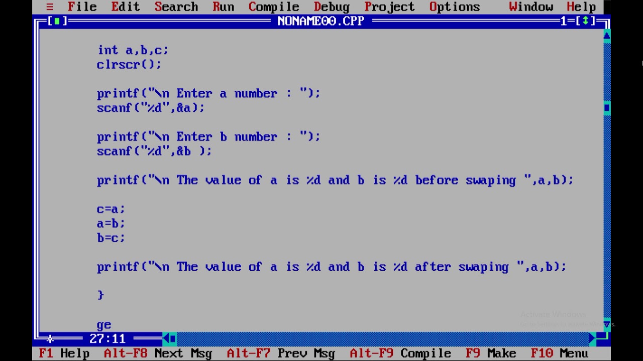 Write A Program To Print To Swap Two Value Using Third Variable By