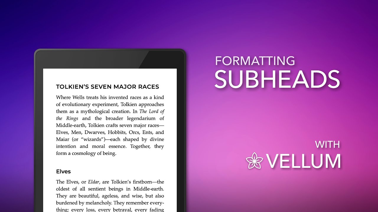 Formatting Subheads With Vellum Youtube
