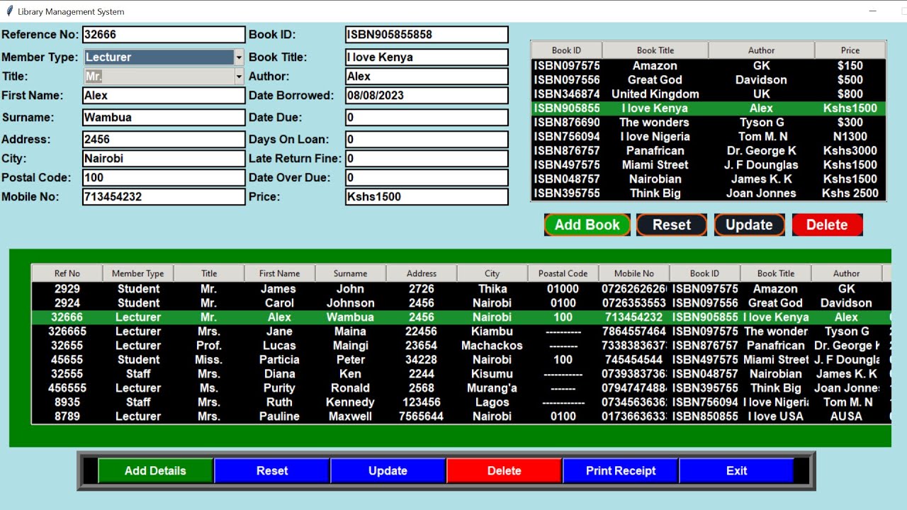 Library Management System With Python Tkinter Gui And Sqlite3 Database