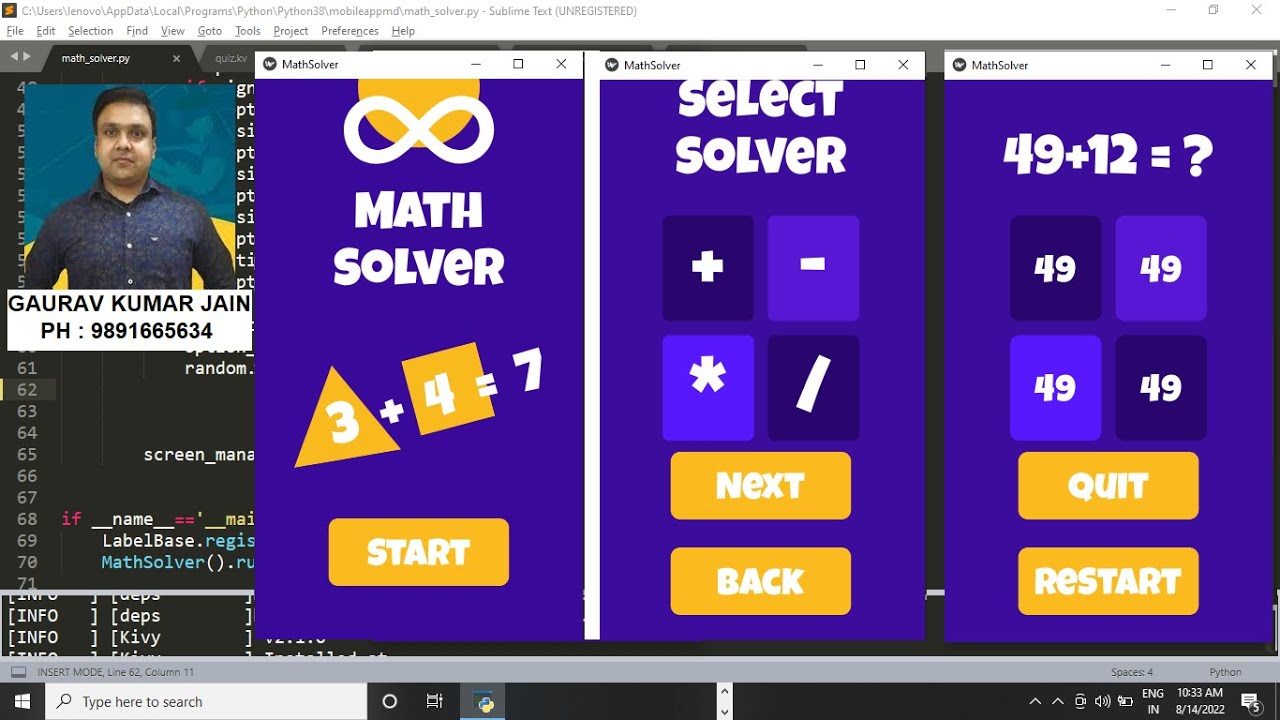 Math Solver App With Python Kivymd Part 1 Youtube