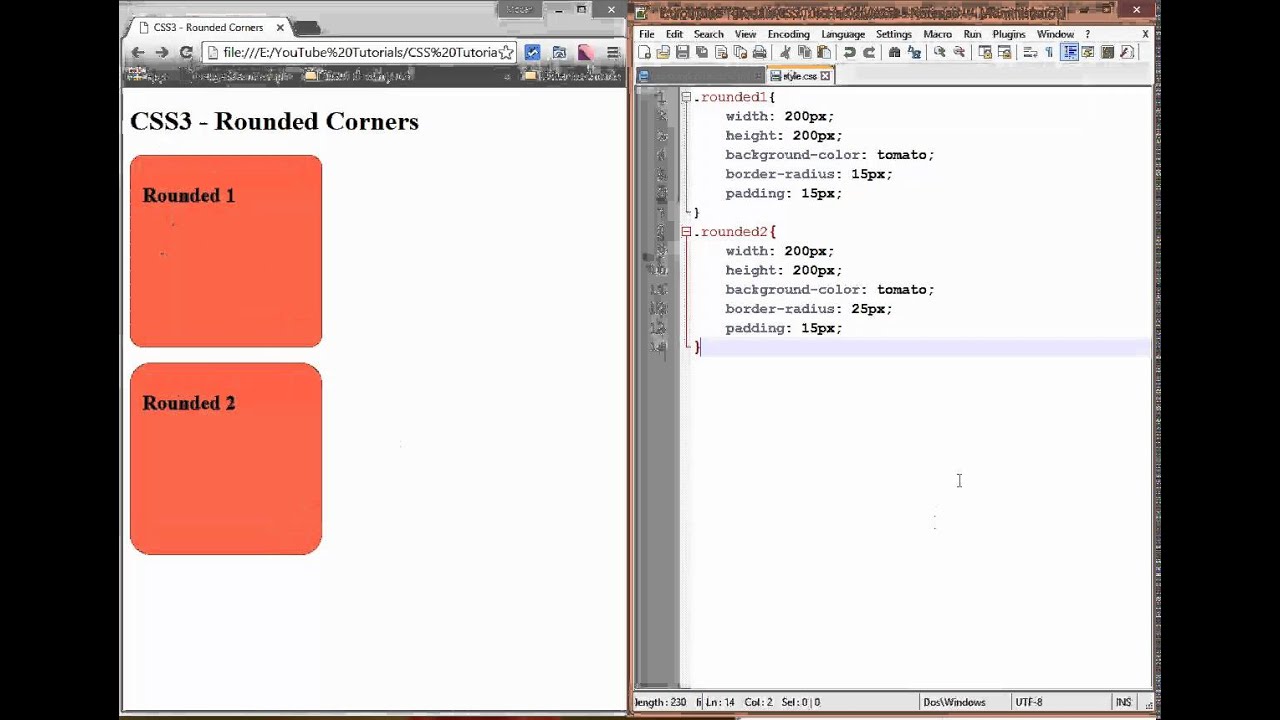 Css Rounded Corners Css3 Youtube