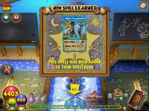 Wizard 101 Level 68 Ice Wizard Getting 68 Woolly Mammoth Spell Youtube