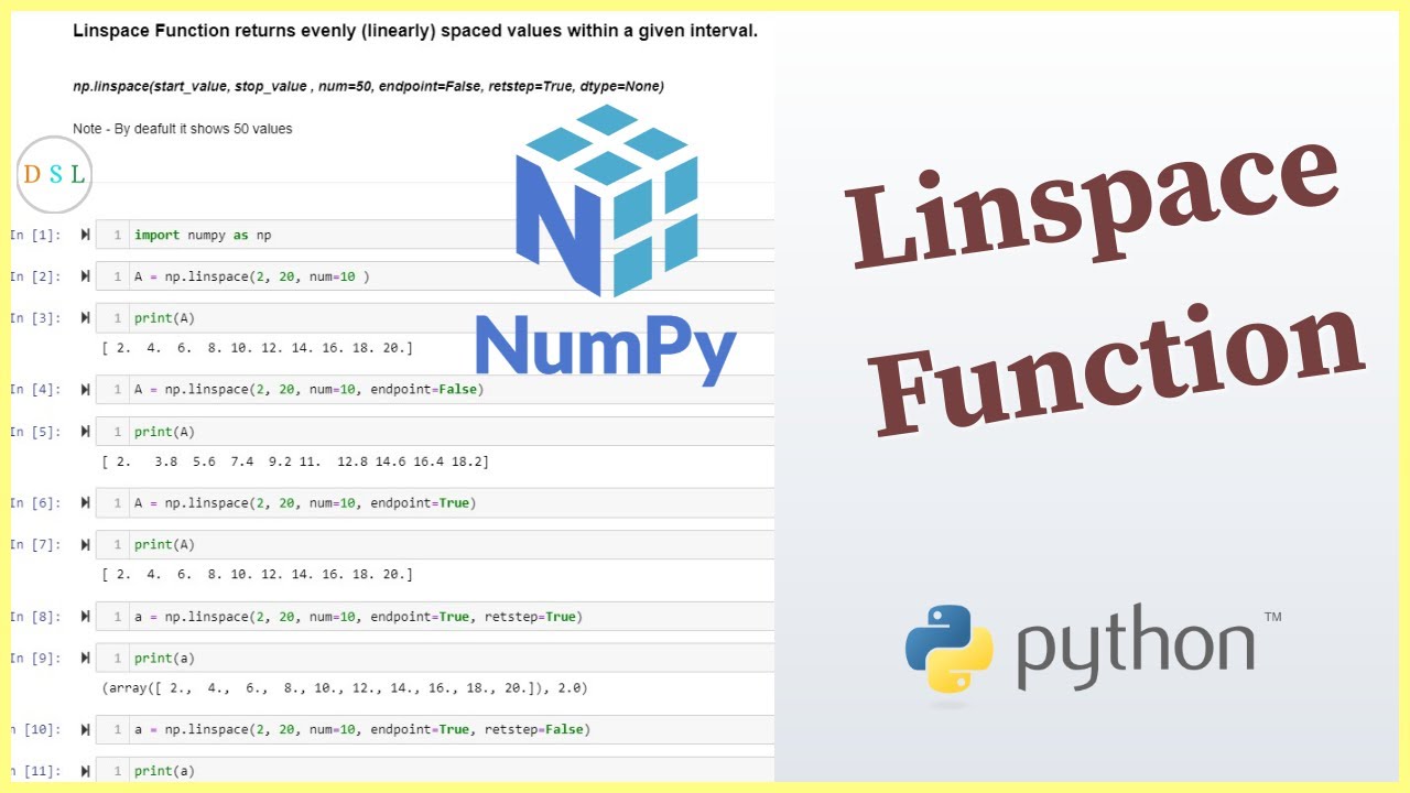 Python Numpy Tutorial 6 Linspace Function Np Linspace Youtube