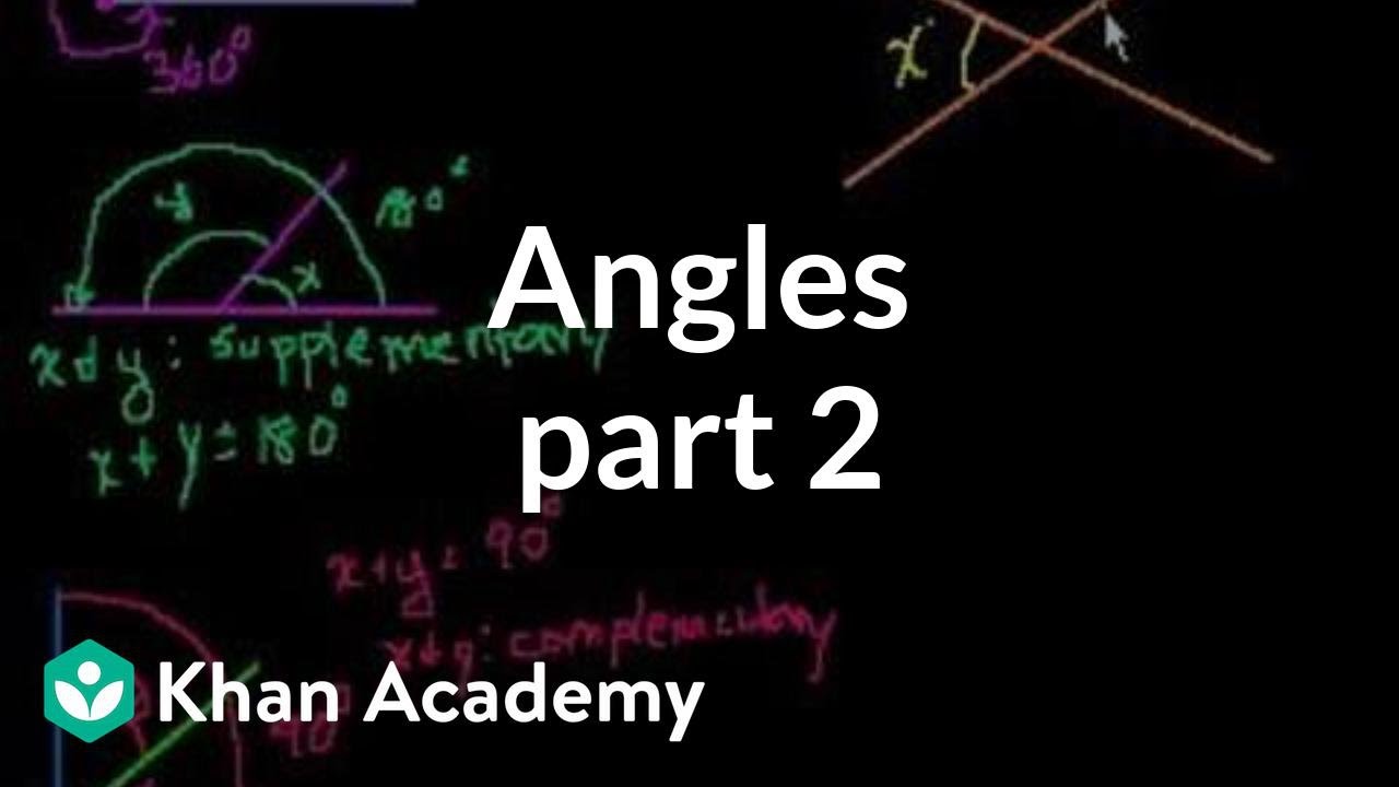 Angles Part 2 Angles And Intersecting Lines Geometry Khan