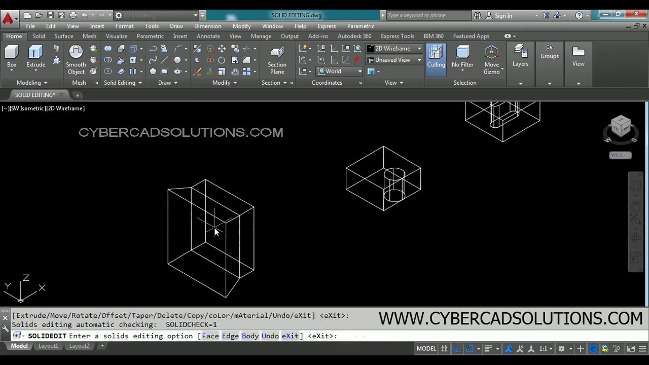 How To Edit Solids In Autocad 3d Youtube